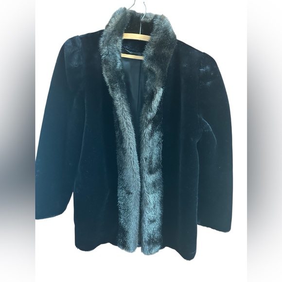 Jackets & Coats | Vintage Brown Velvet Faux Fur Coat Made In Usa ...